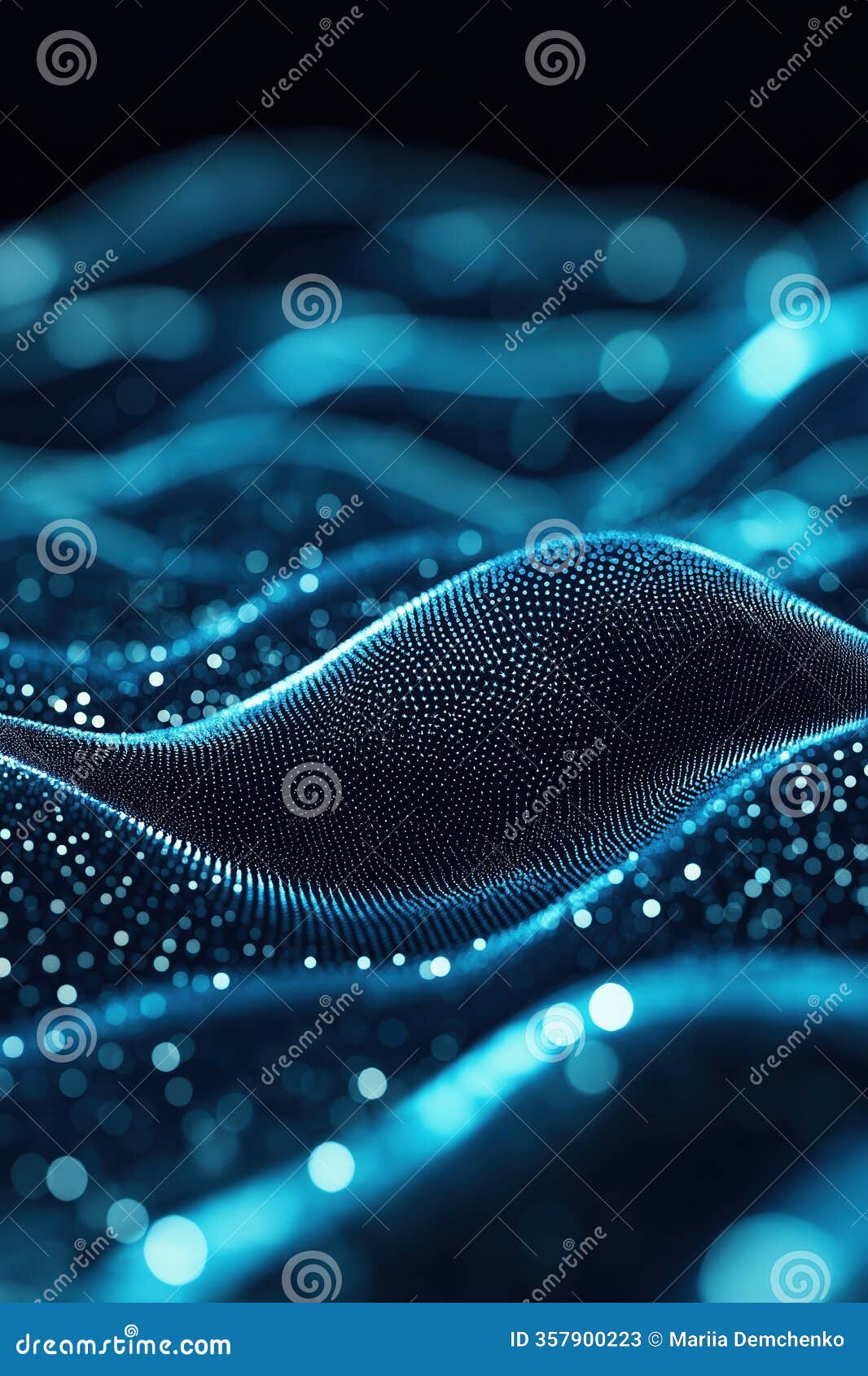 Abstract Blue Wave Texture with Particles, Closeup View. Wave Forms ...