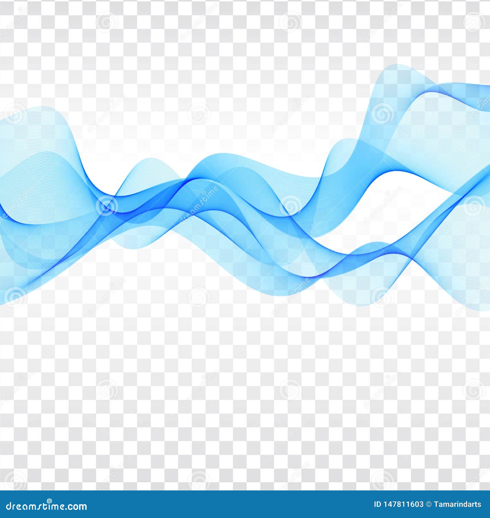 Abstract Blue Wave Transparent Background Stock Vector - Illustration ...