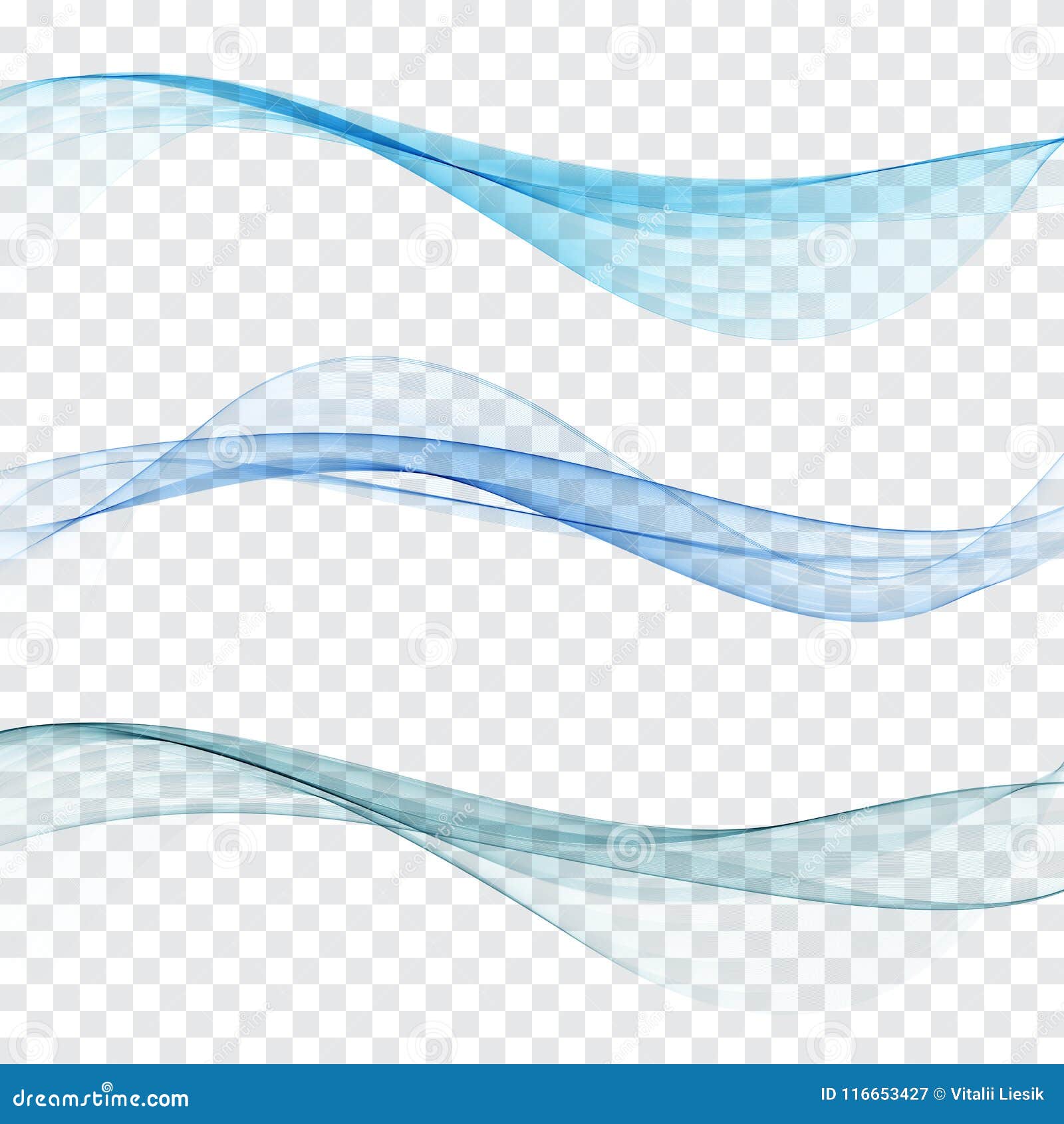 Abstract Blue Wave on a Transparent Background .Set Stock Vector ...