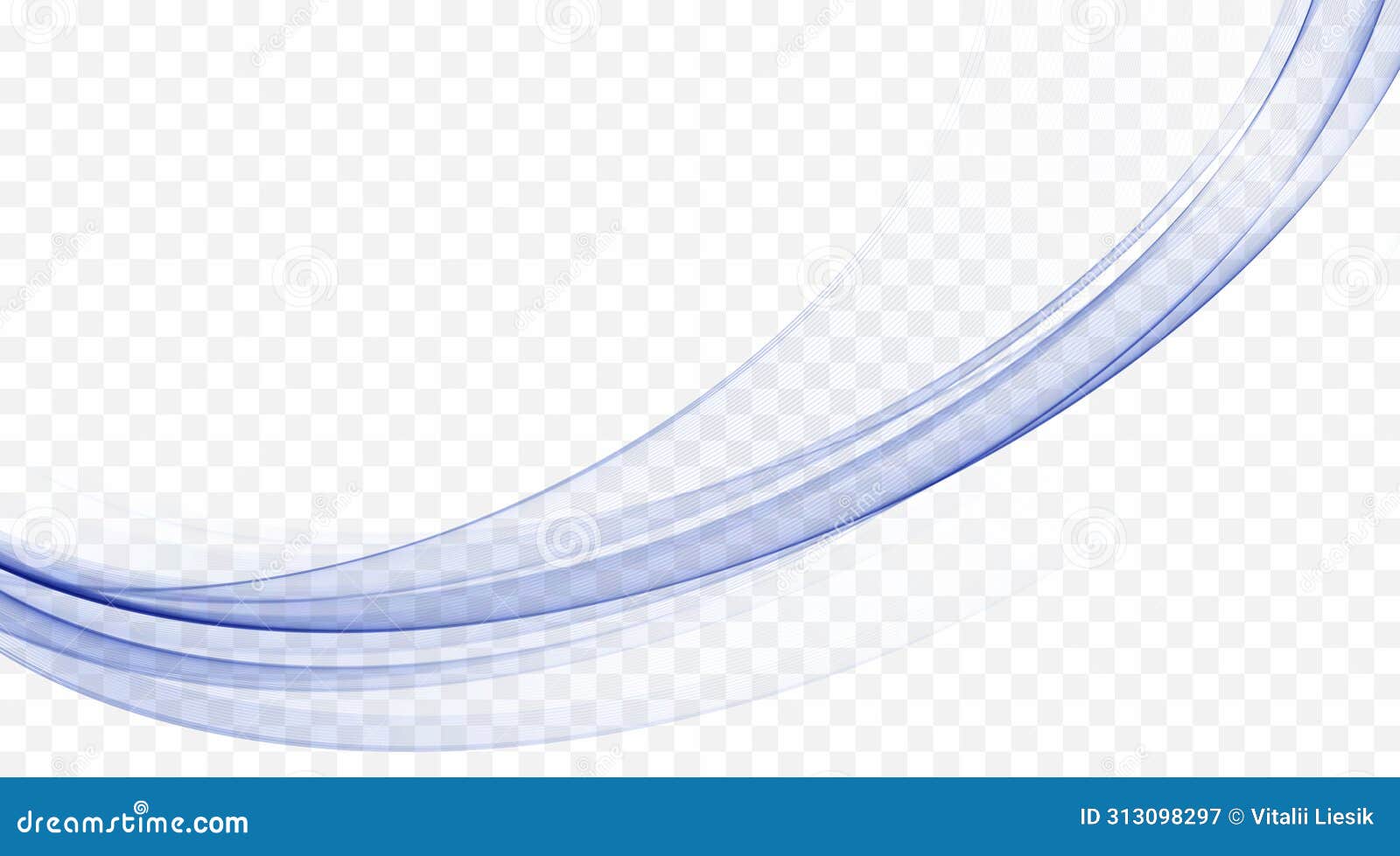 Abstract Blue Wave on a Transparent Background, a Stream of Blue Wavy ...