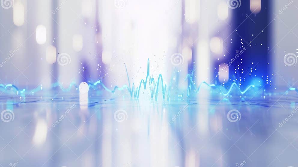 Abstract Blue Waveform in Futuristic Glowing Environment Stock Image ...