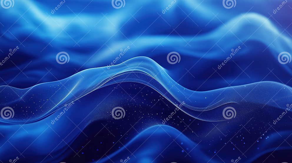 Abstract Blue Waves with Flowing Patterns and Tiny Specks Stock Photo ...
