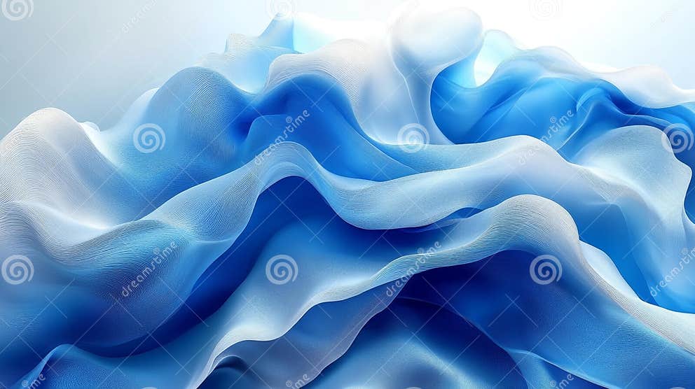 Abstract Blue Waves and Ribbons in 3D Render Stock Illustration ...