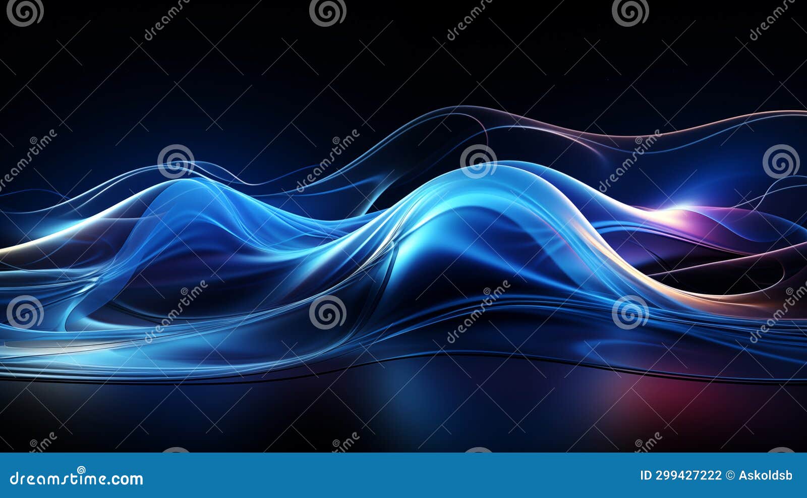 Blue Abstract Wavy Background. 3d Illustration Stock Illustration ...