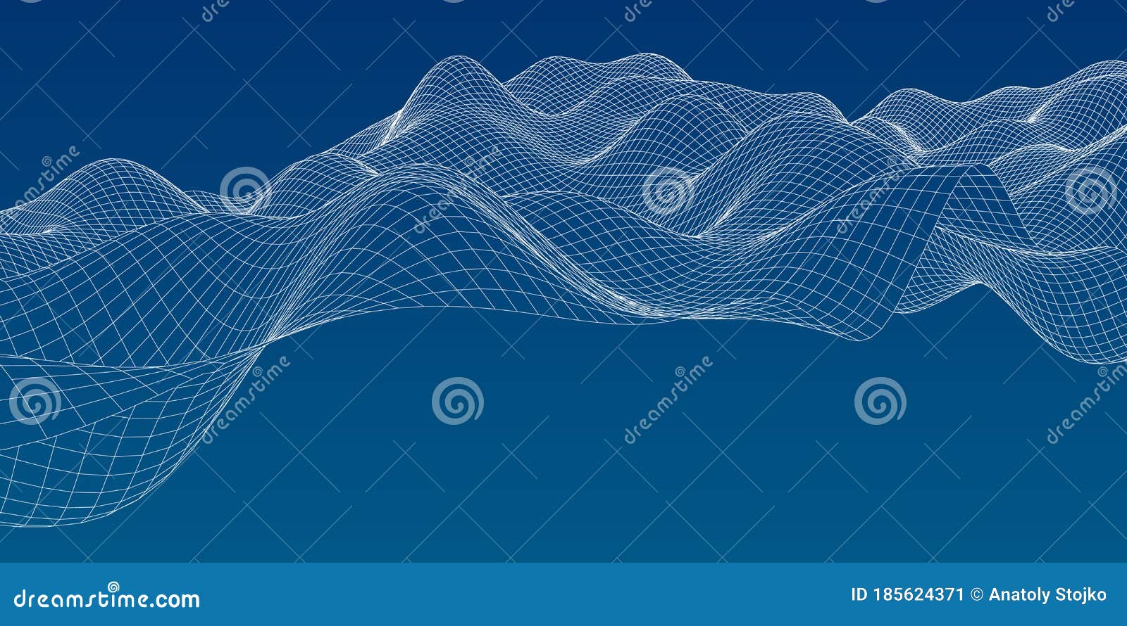 Abstract Blue Wavy Grid on Blue Background. Technology or Science ...