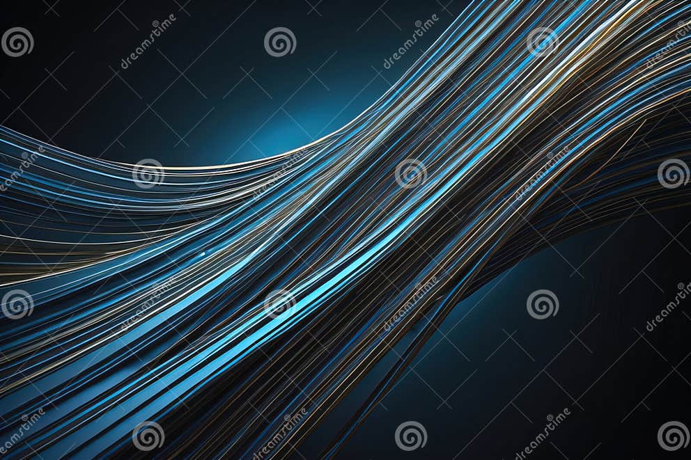 Abstract Blue Wavy Lines on Dark Background. Generative Ai Stock Image ...
