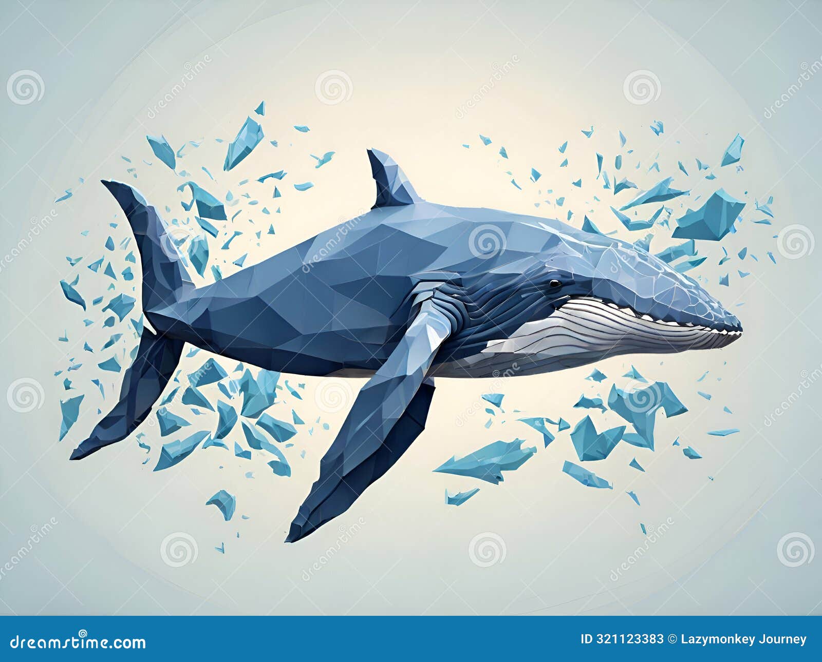 Abstract Blue Whale Swimming, Low Poly Illustration Stock Illustration ...