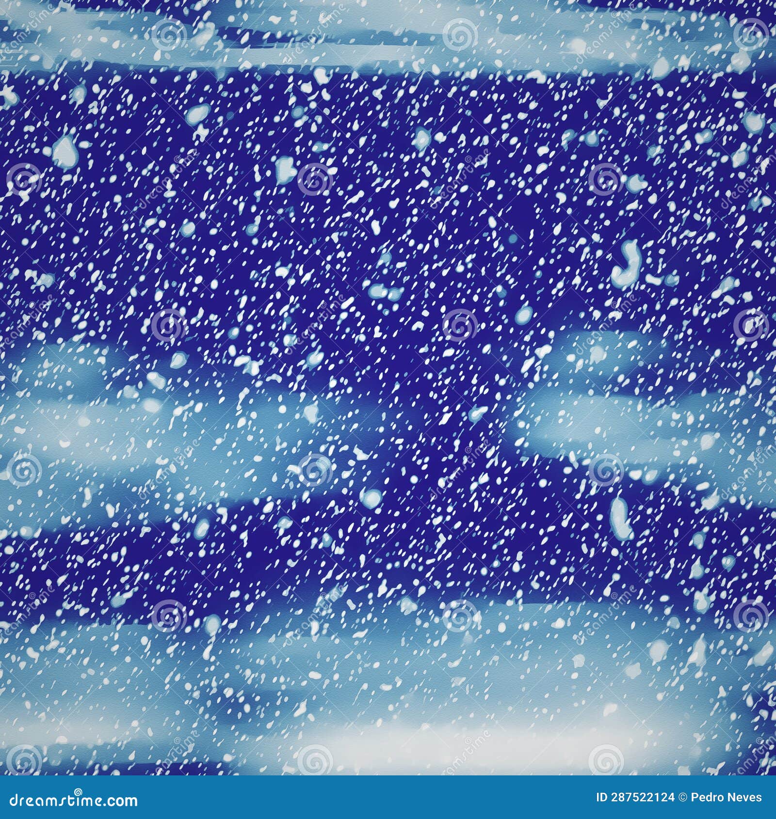 Abstract Blue and White Christmas Background with Snowfall and Bokeh ...