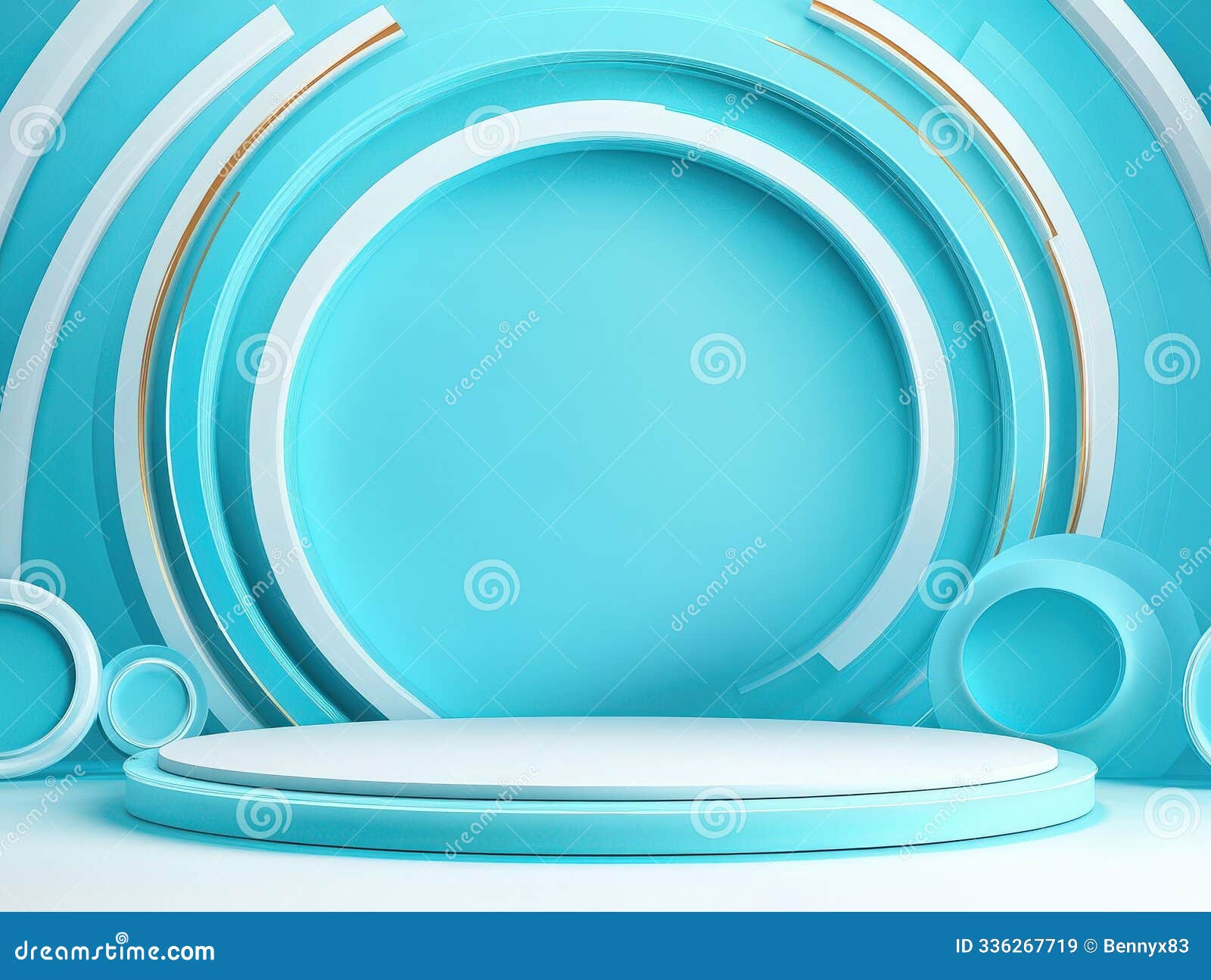 Abstract Blue and White Circle Background with Platform. Stock ...
