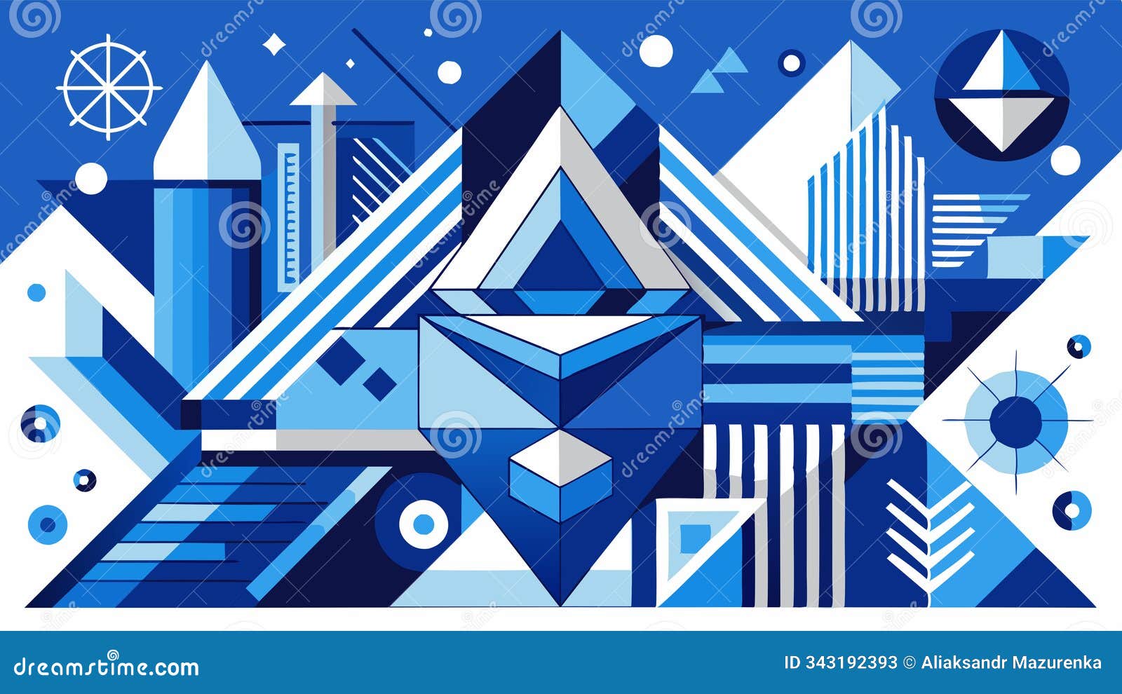 Abstract Blue and White Color with Geometric, Triangle, Rectangle Shape ...