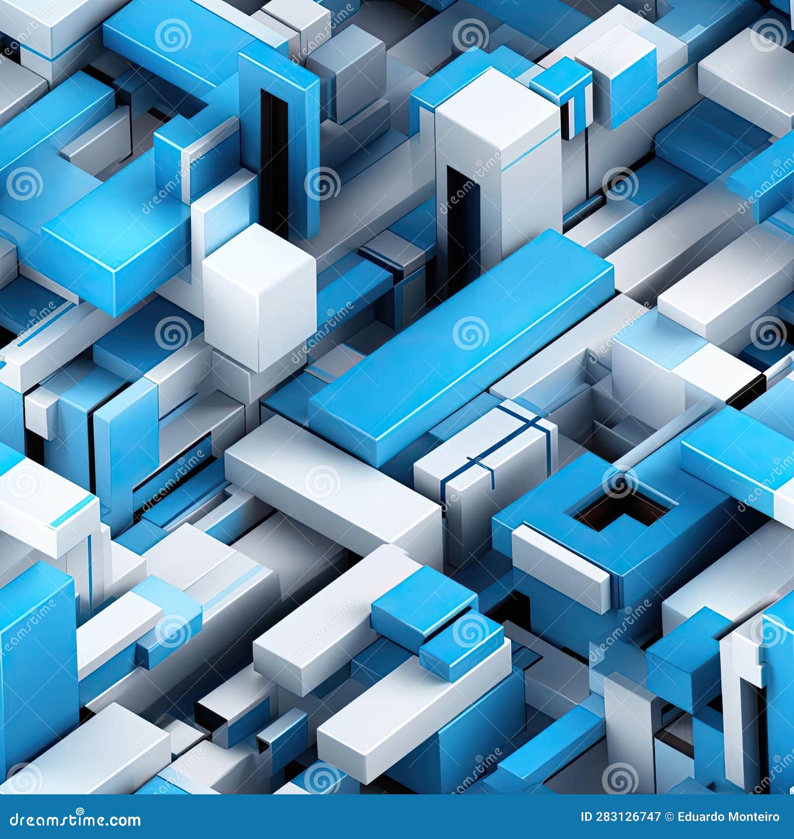 Abstract Blue and White Cubes on a Futuristic Background (tiled) Stock ...
