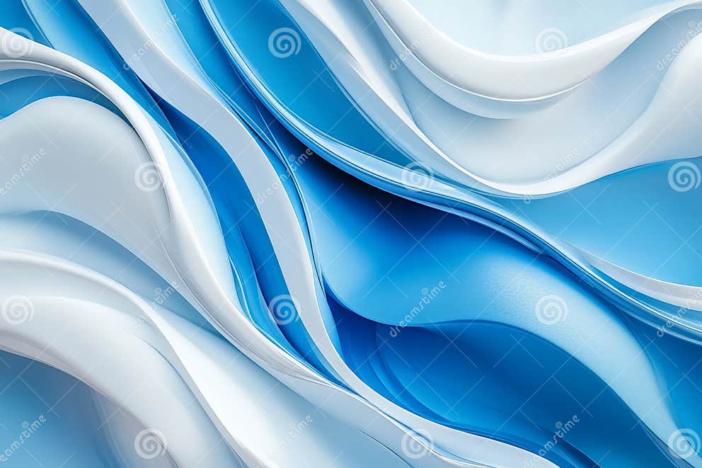 Abstract Blue and White Fluid Waves with Textured Layered Patterns ...