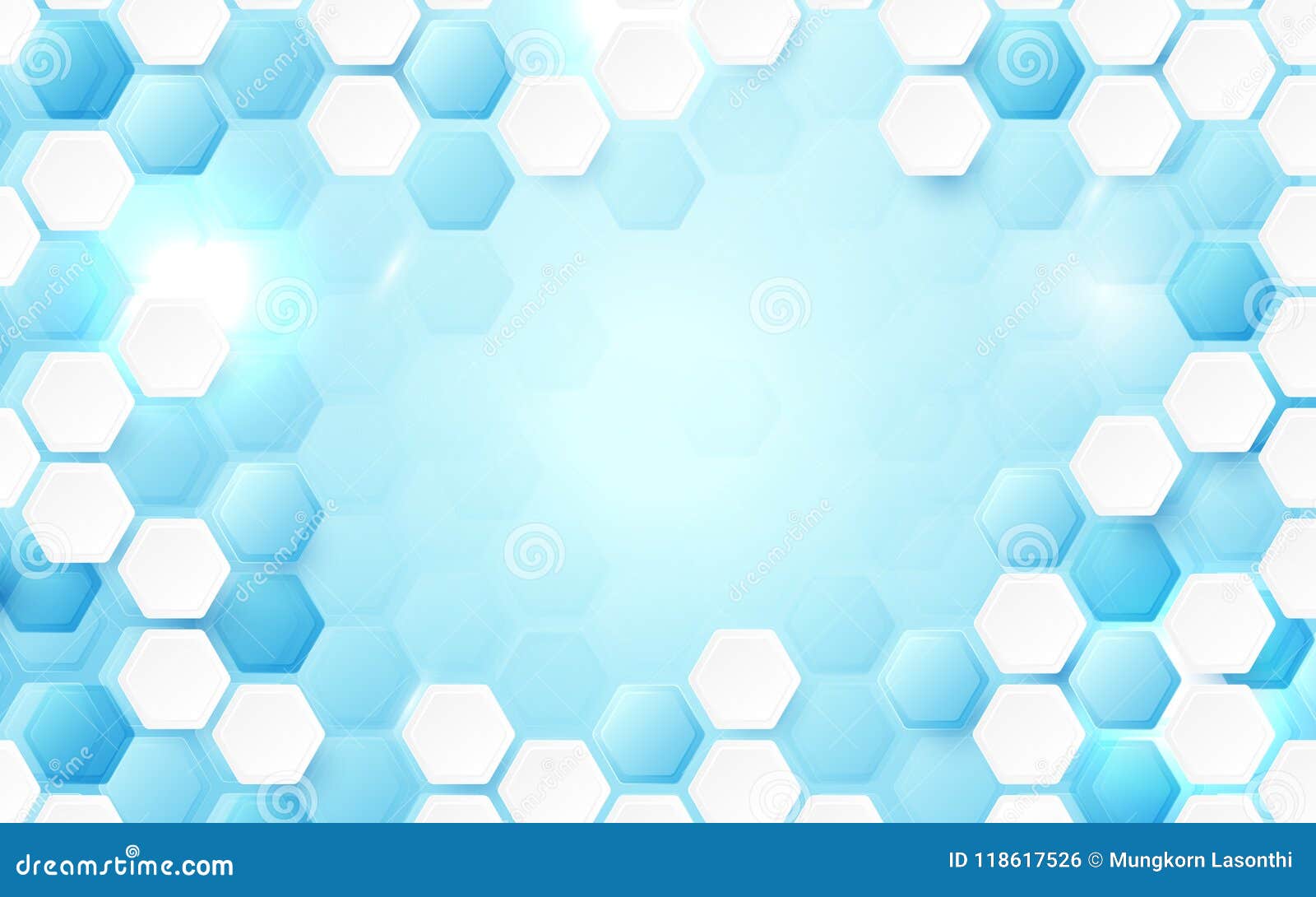 Abstract Blue and White Hexagons Pattern. Science and Technology ...