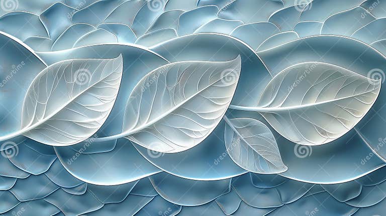 Abstract Blue and White Leaf Pattern Design Stock Illustration ...