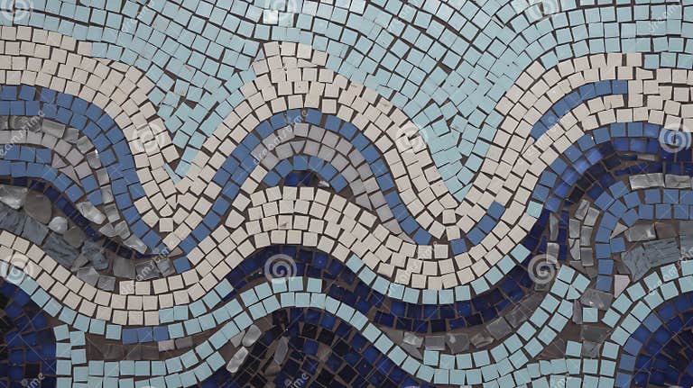 Abstract Blue and White Mosaic Tile Wave Pattern Good Resolution Stock ...
