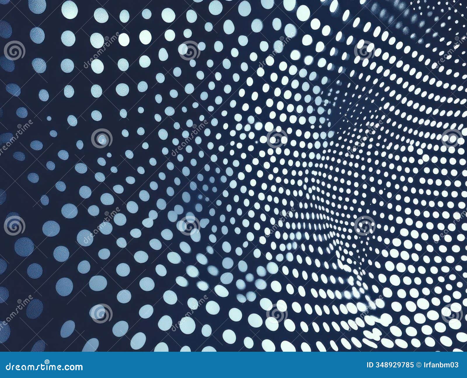 Abstract Blue and White Polka Dot Pattern with Depth and Perspective ...