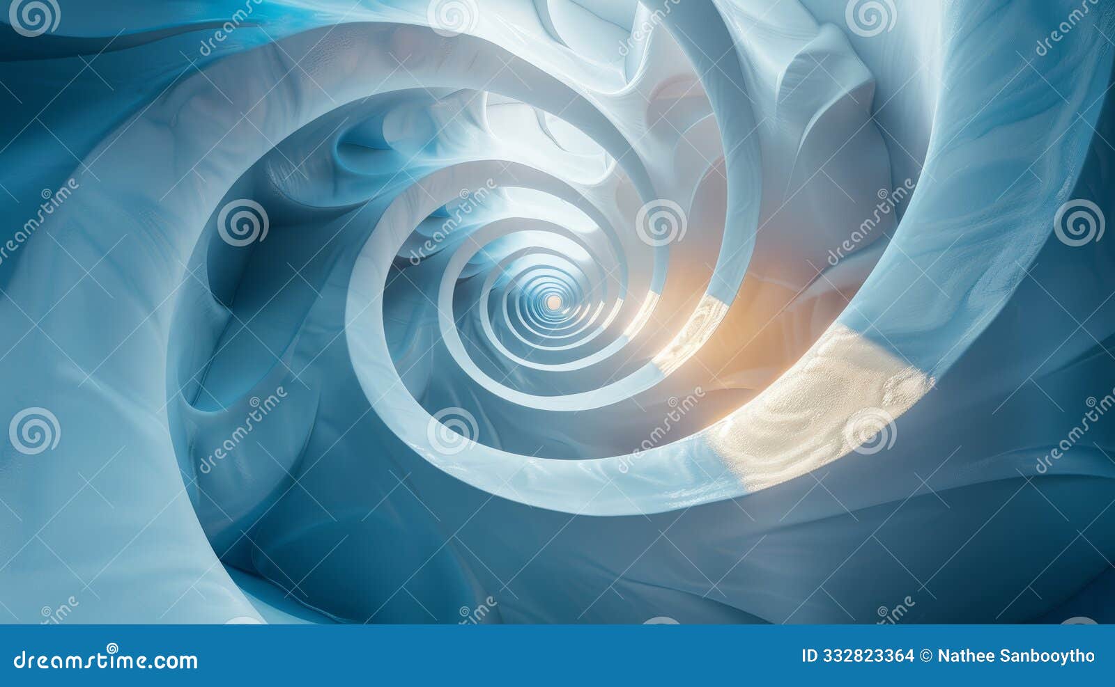 Abstract Blue and White Spiral Background with Light at the Center ...