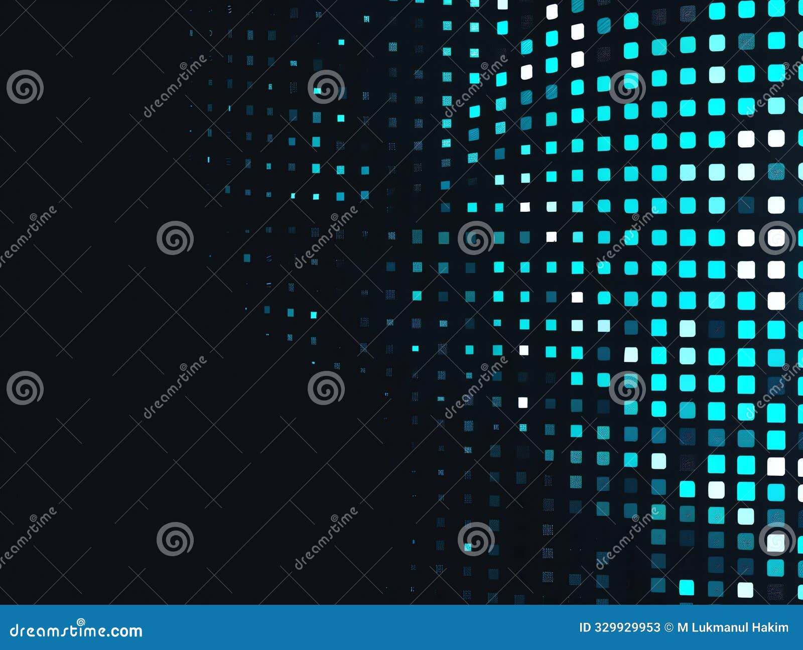 Abstract Blue and White Square Pattern on a Black Background Digital ...