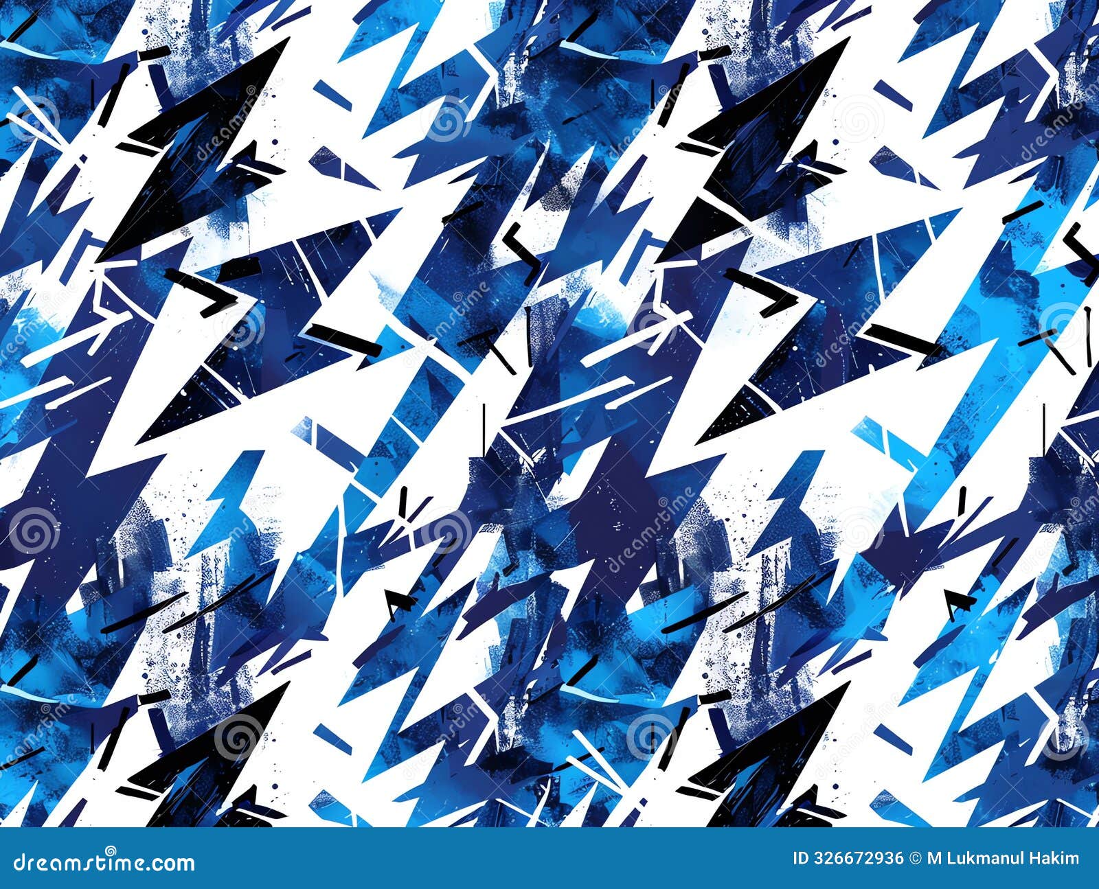 Abstract Blue and White Urban Graffiti Seamless Pattern. Dynamic and ...