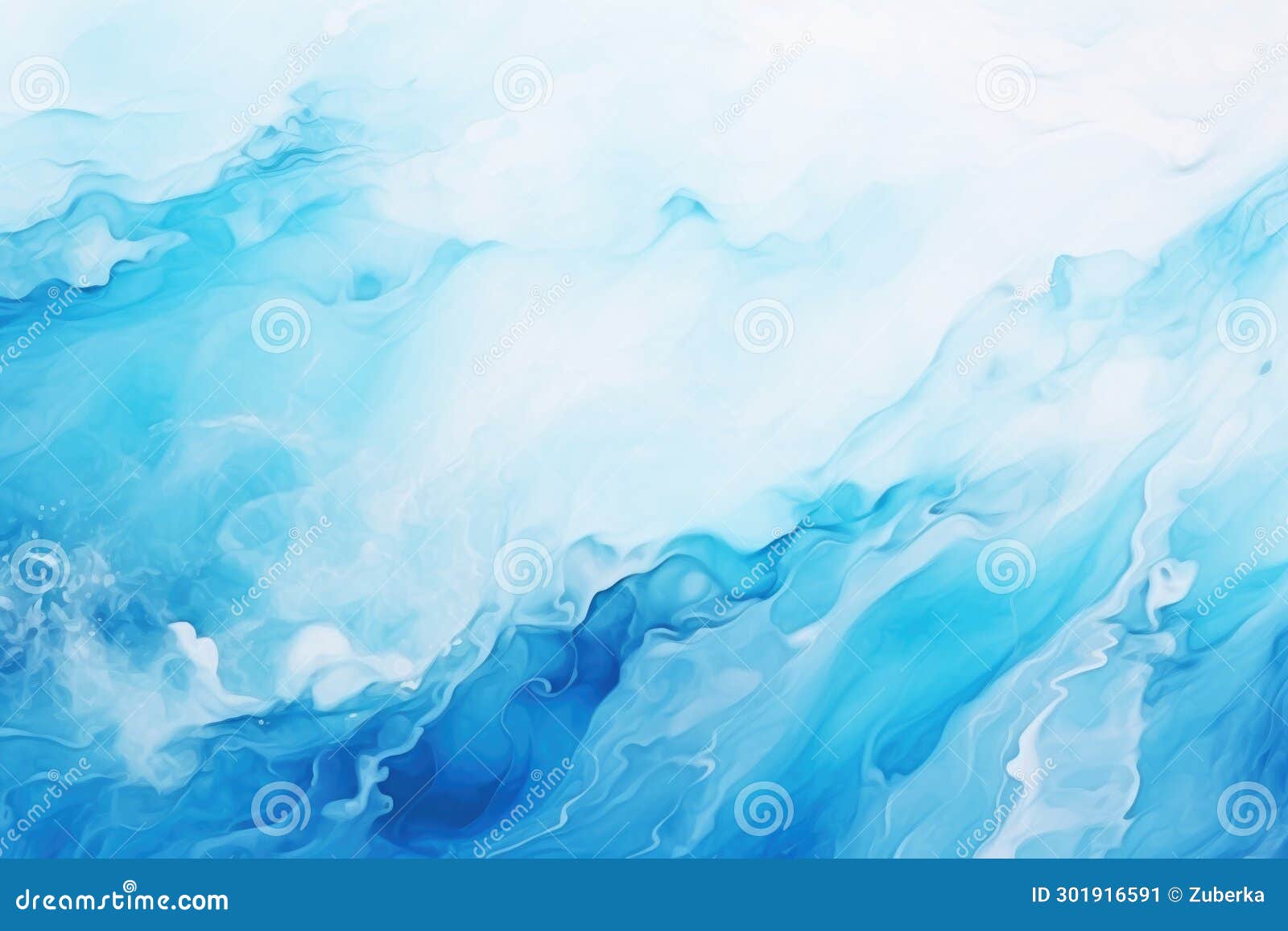 Abstract Blue Wave Painting Stock Illustration - Illustration of blue ...