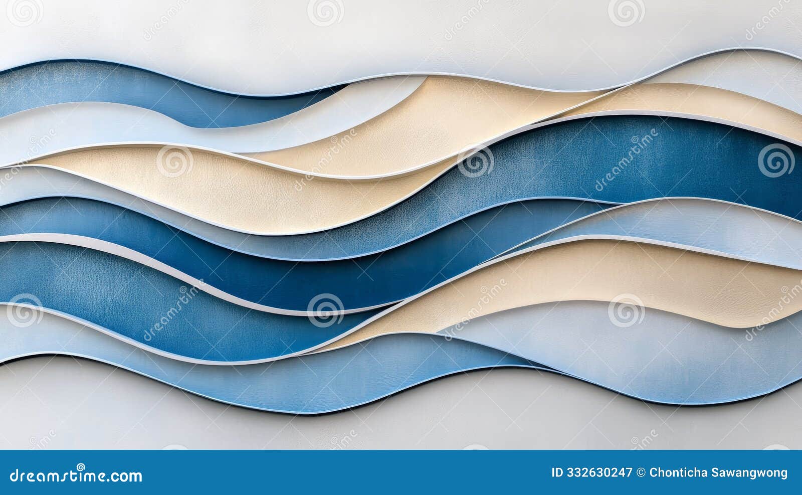 Abstract Blue and White Waves Pattern, Layered and Flowing, Modern Art Design Stock Illustration ...