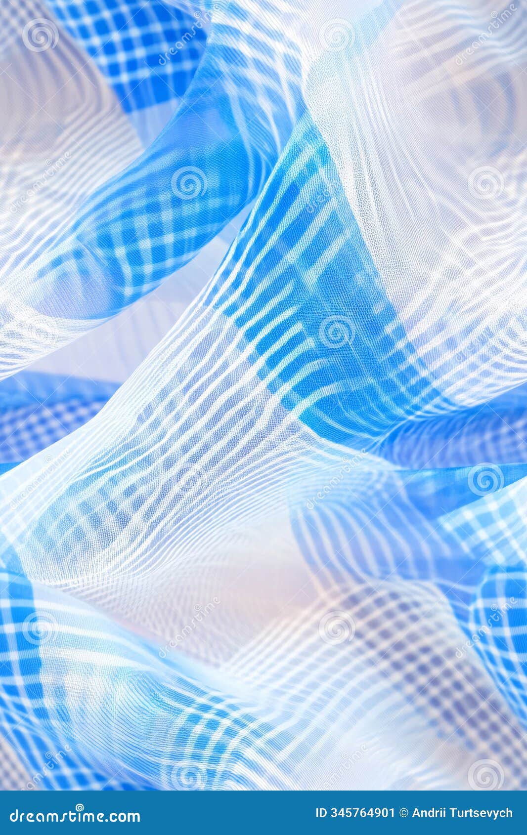 Abstract Blue and White Wavy Patterned Fabric with Light and Shadow ...
