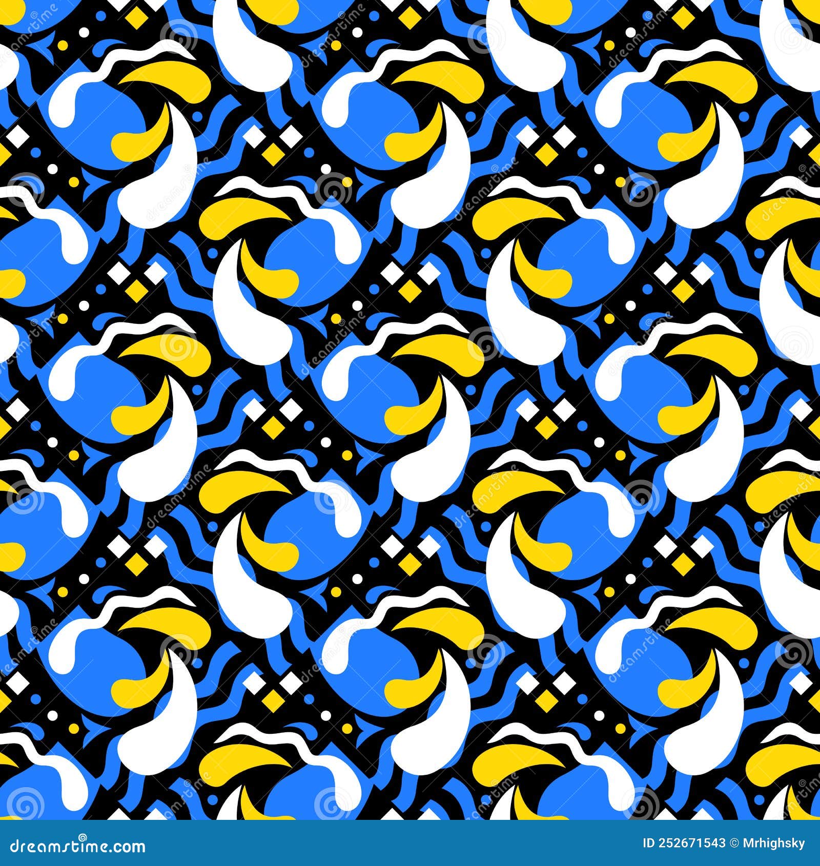 Abstract Blue White and Yellow Pattern Stock Vector - Illustration of ...