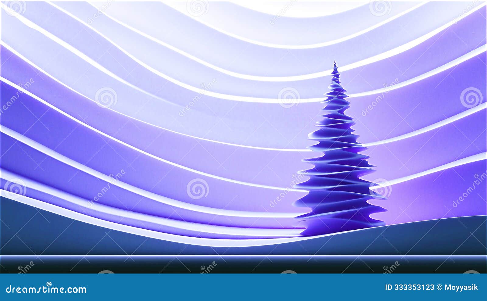 Abstract Blue Winter Scene Modern Christmas Tree with Wave Patterns ...