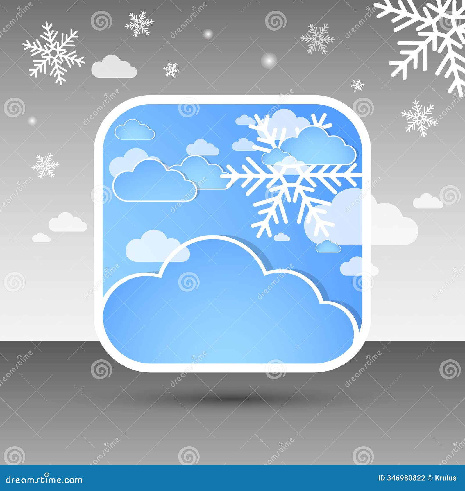 Abstract Blue Winter Square Background with Snowflakes. Vector ...