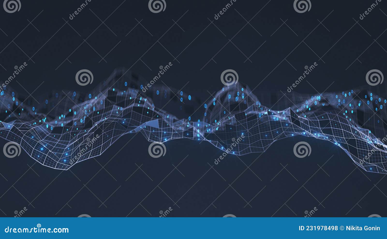 Abstract Blue Wireframe Background 3D Rendering Illustration Stock ...