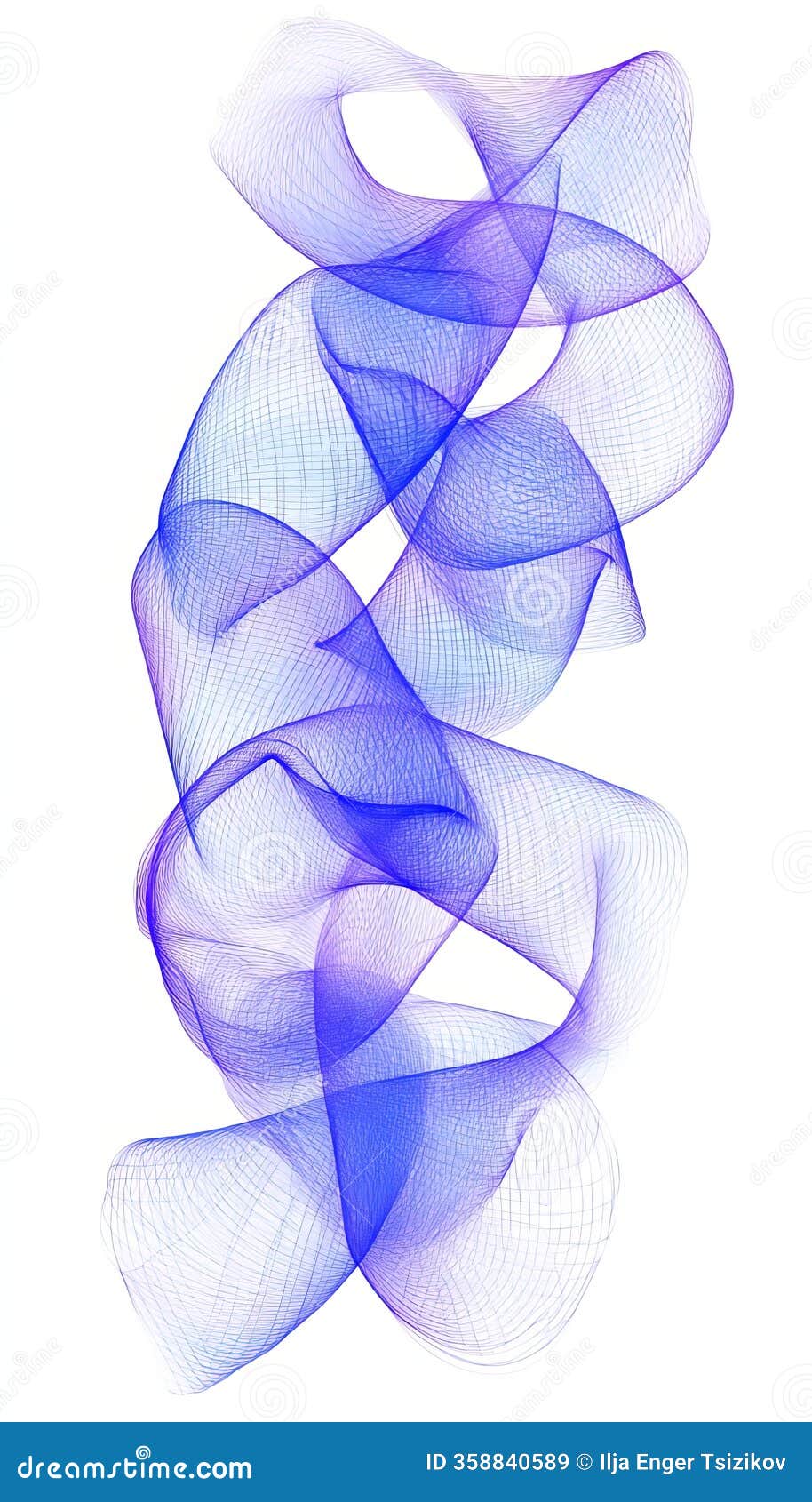 Abstract Blue Wispy Ribbon Effect on White Backdrop, Dynamic Flow and ...