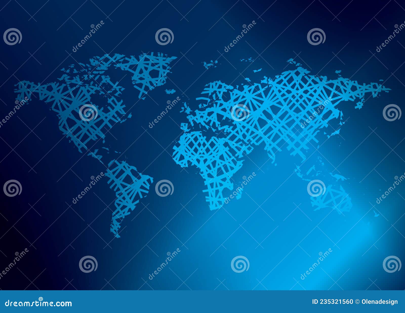 Abstract Blue World Map on Dark Blue Vector Background with Gradient ...