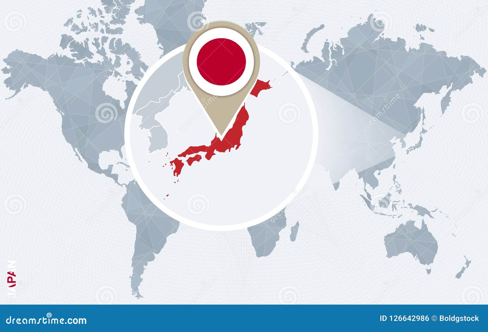 Abstract Blue World Map with Magnified Japan. Stock Vector ...