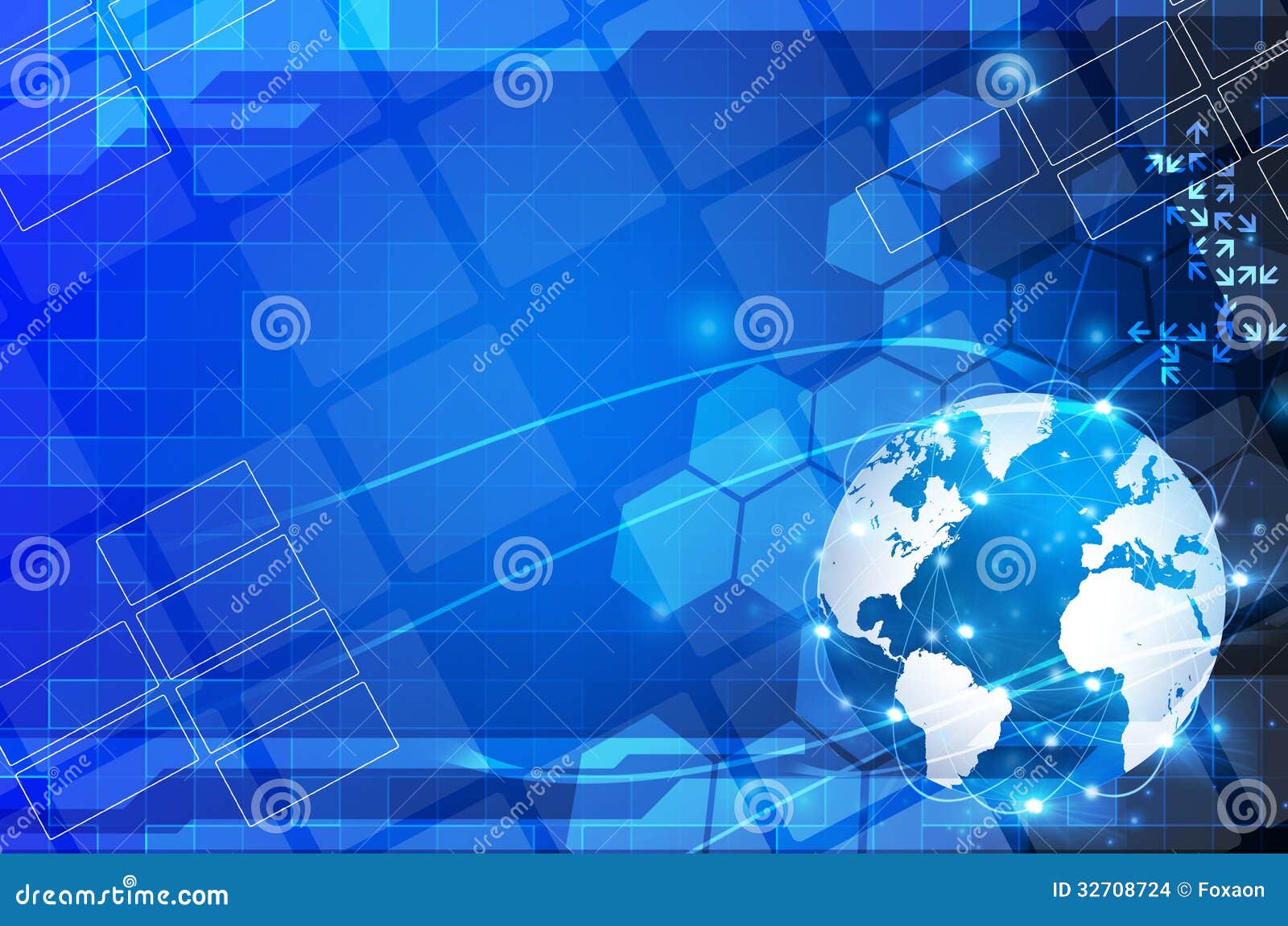 Abstract Blue World and Technology Background Stock Illustration ...