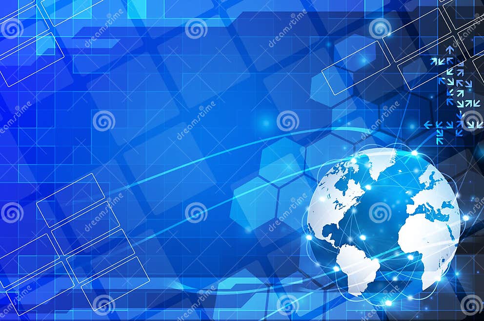 Abstract Blue World and Technology Background Stock Illustration ...