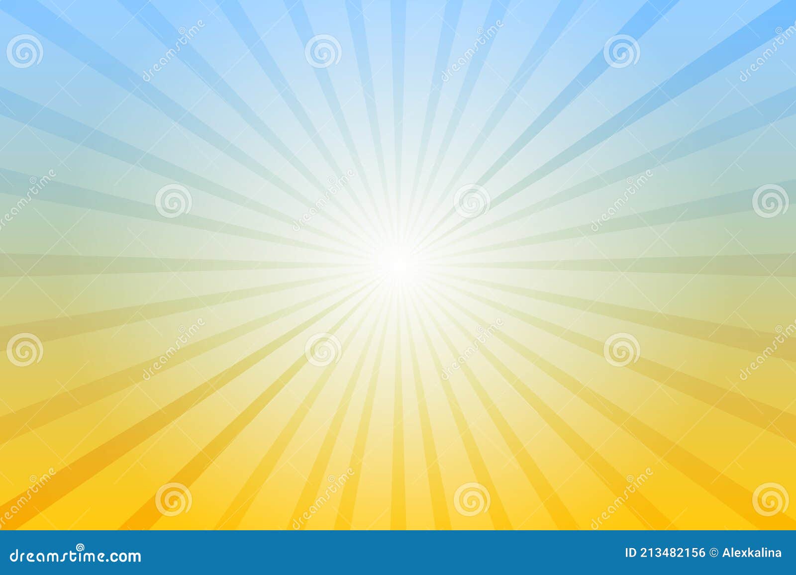 Abstract Blue and Yellow Background with Sun Ray. Summer Vector ...