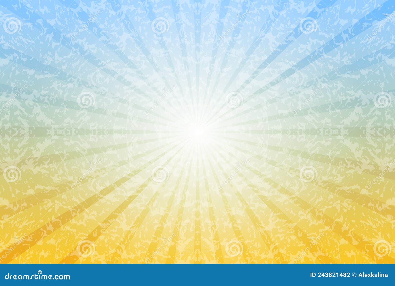 Abstract Blue and Yellow Background with Sun Ray. Summer Vector ...