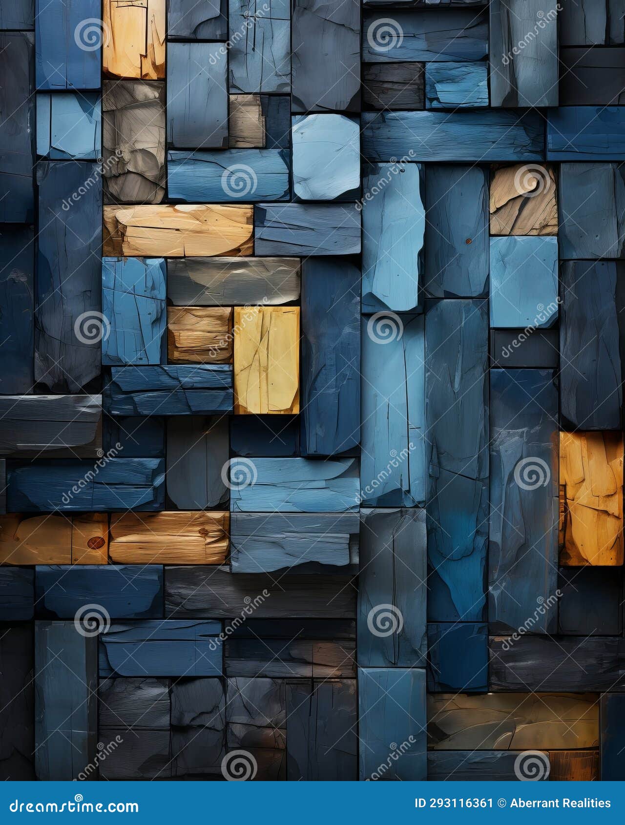 Abstract Blue and Yellow Brick Wall Background Stock Illustration ...