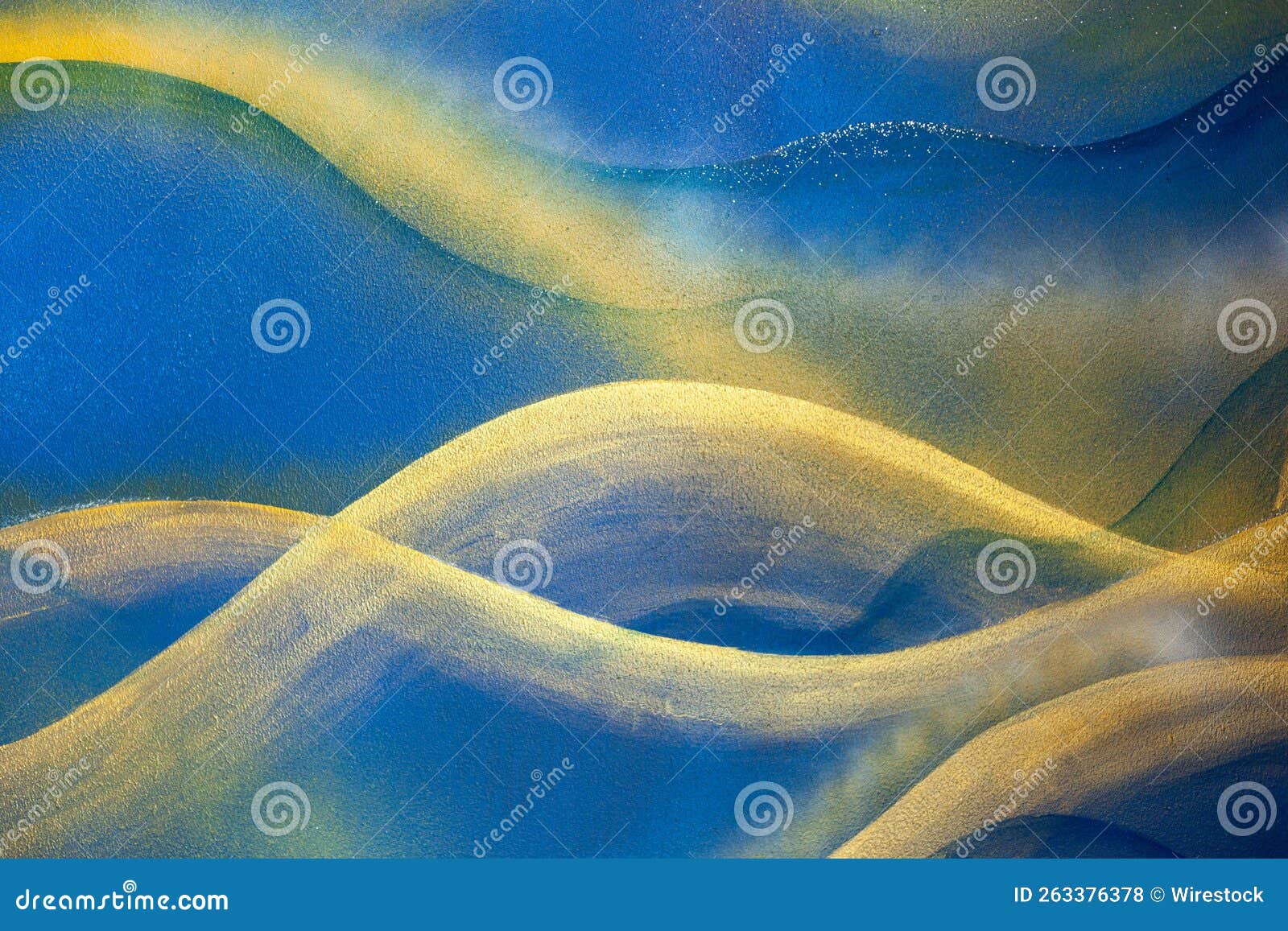 Abstract Blue Yellow Flowing Wave Design on a Wall Stock Photo - Image ... Abstract Blue Yellow Flowing Wave Design on a Wall Stock Photo - Image ...