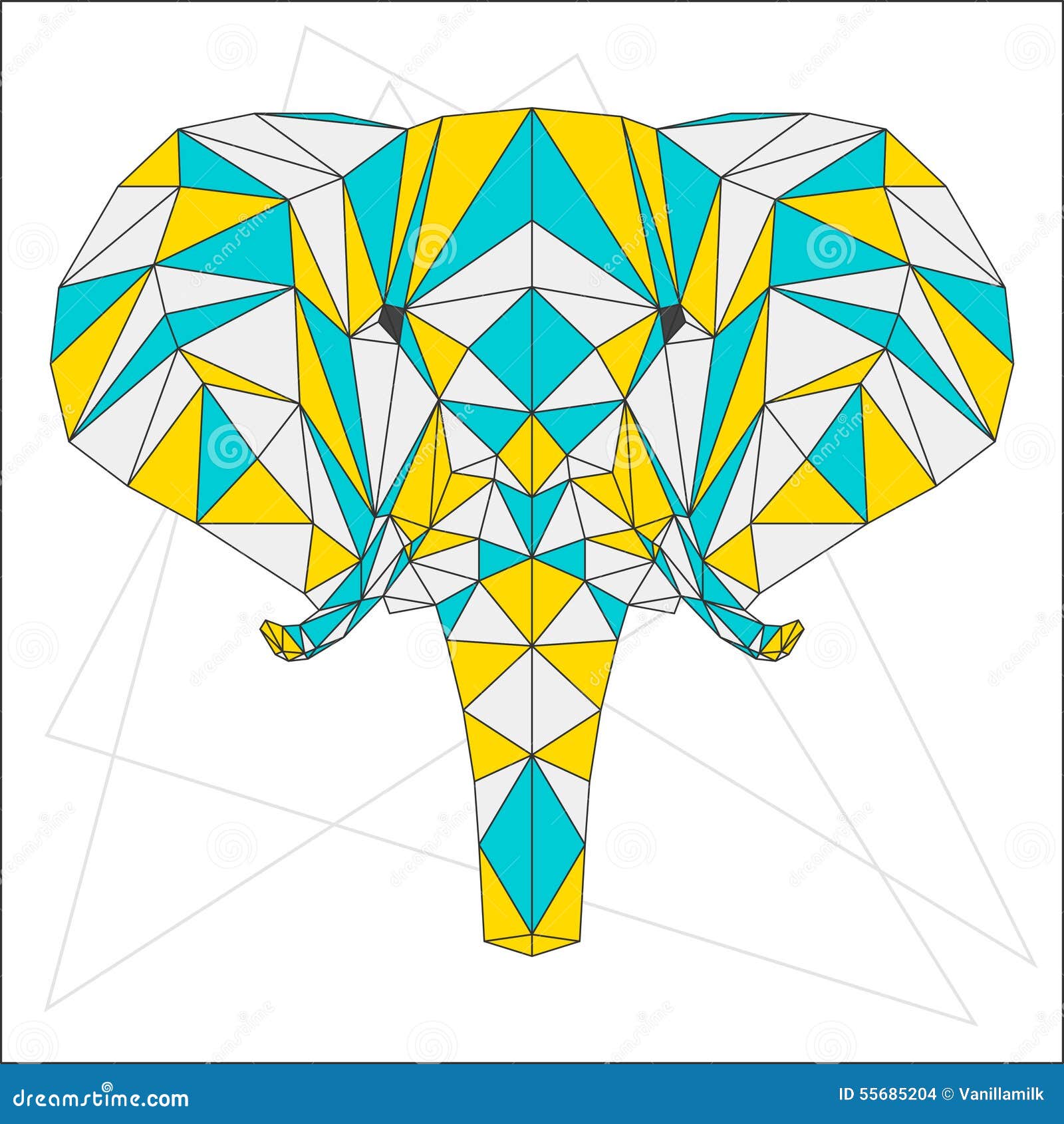 Abstract Blue, Yellow and Grey Blended Colored Polygonal Triangle ...