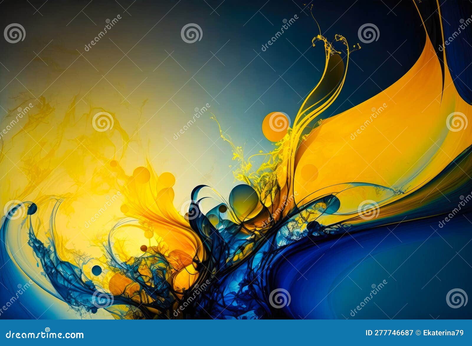 An Abstract Blue and Yellow Illustration. Created with Generative AI ...