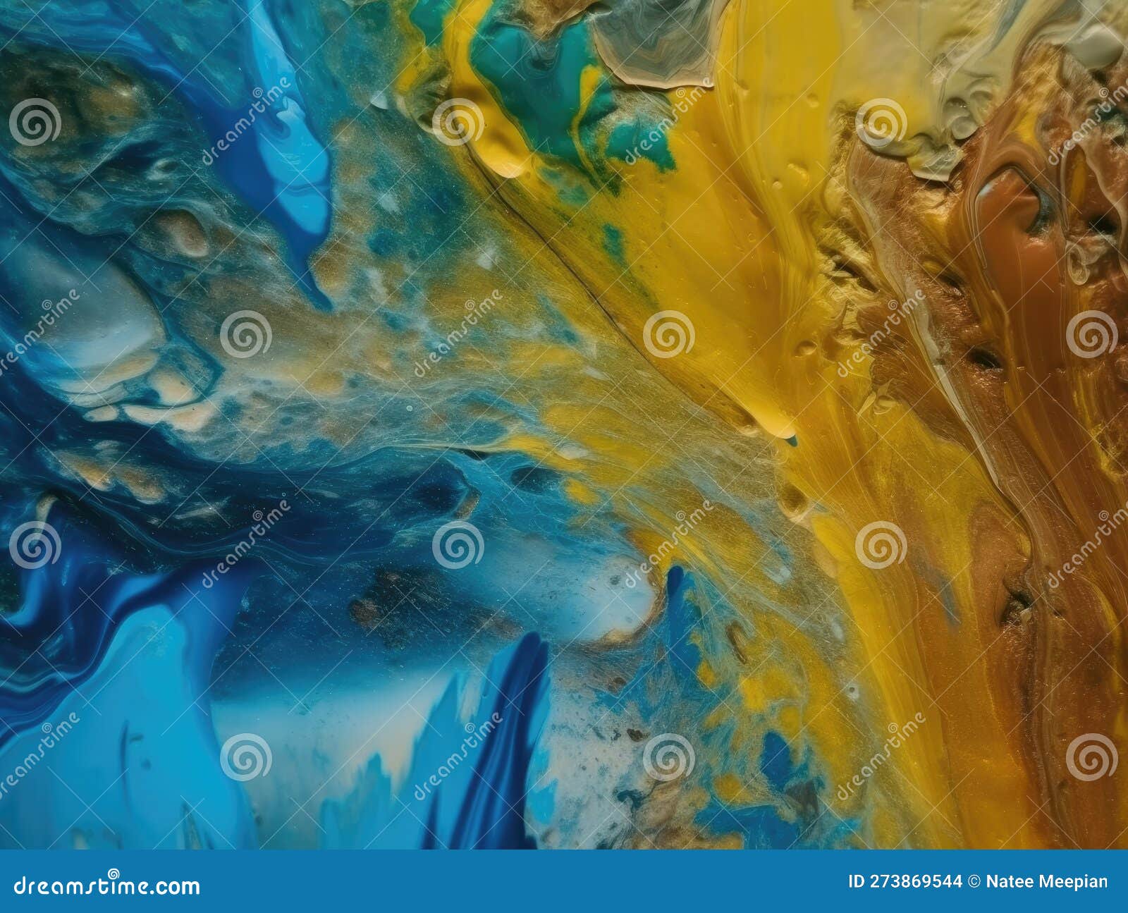 Abstract Blue and Yellow Paint Background. Acrylic Texture Background ...