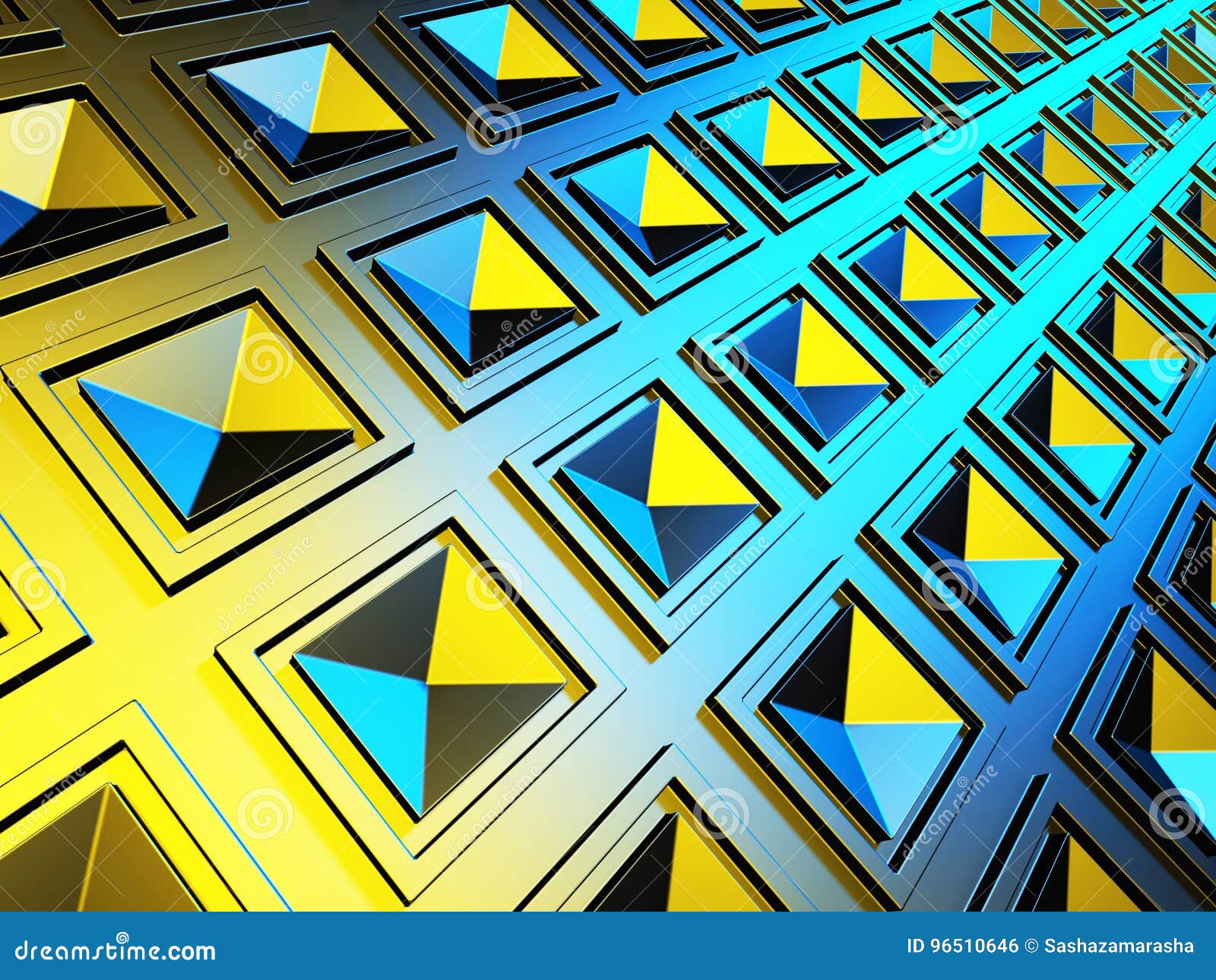 Abstract Blue Yellow Squares Pattern Wall Background Stock Illustration ...