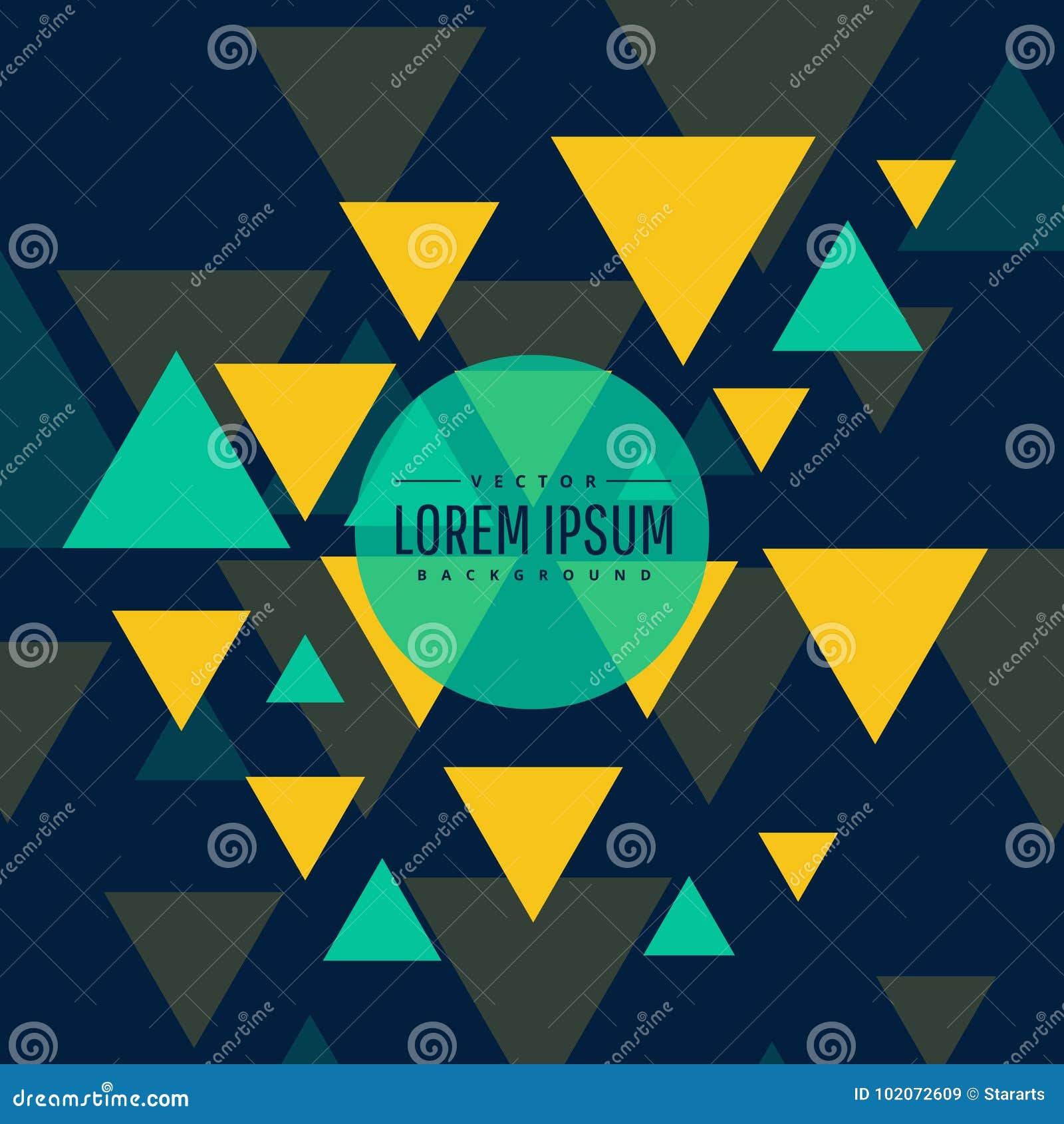 Abstract Blue and Yellow Triangles on Dark Background Stock Vector ...