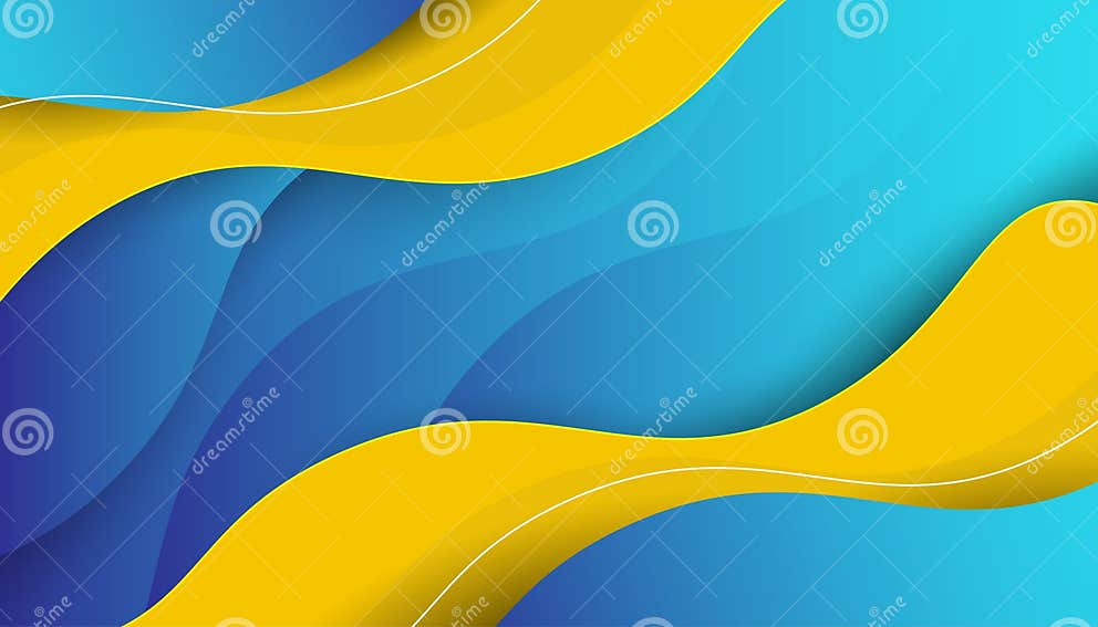 Abstract Blue and Yellow Wave Design Stock Illustration - Illustration ...