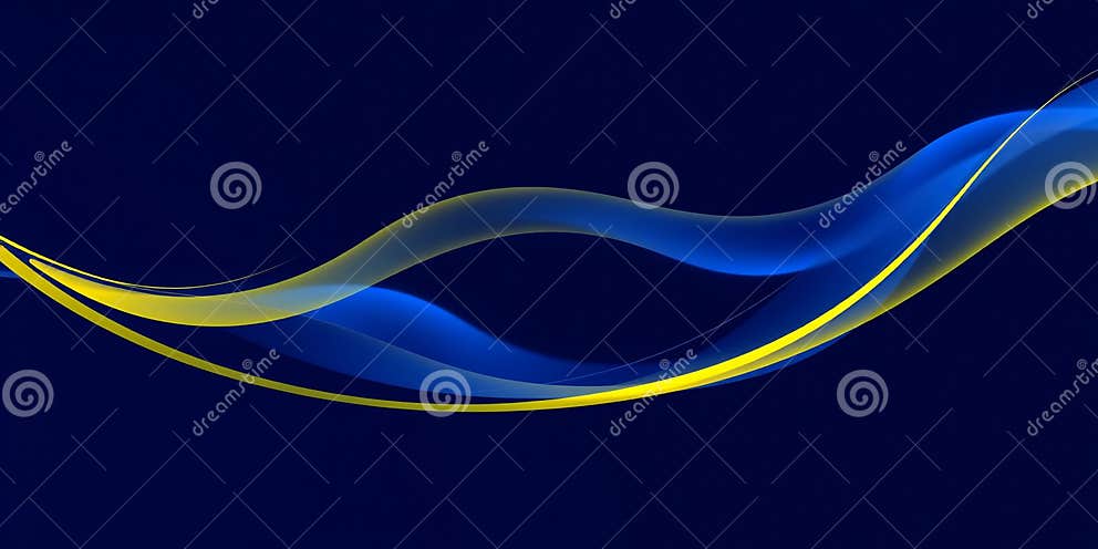 Abstract Blue and Yellow Waves on a Dark Background Stock Illustration ...