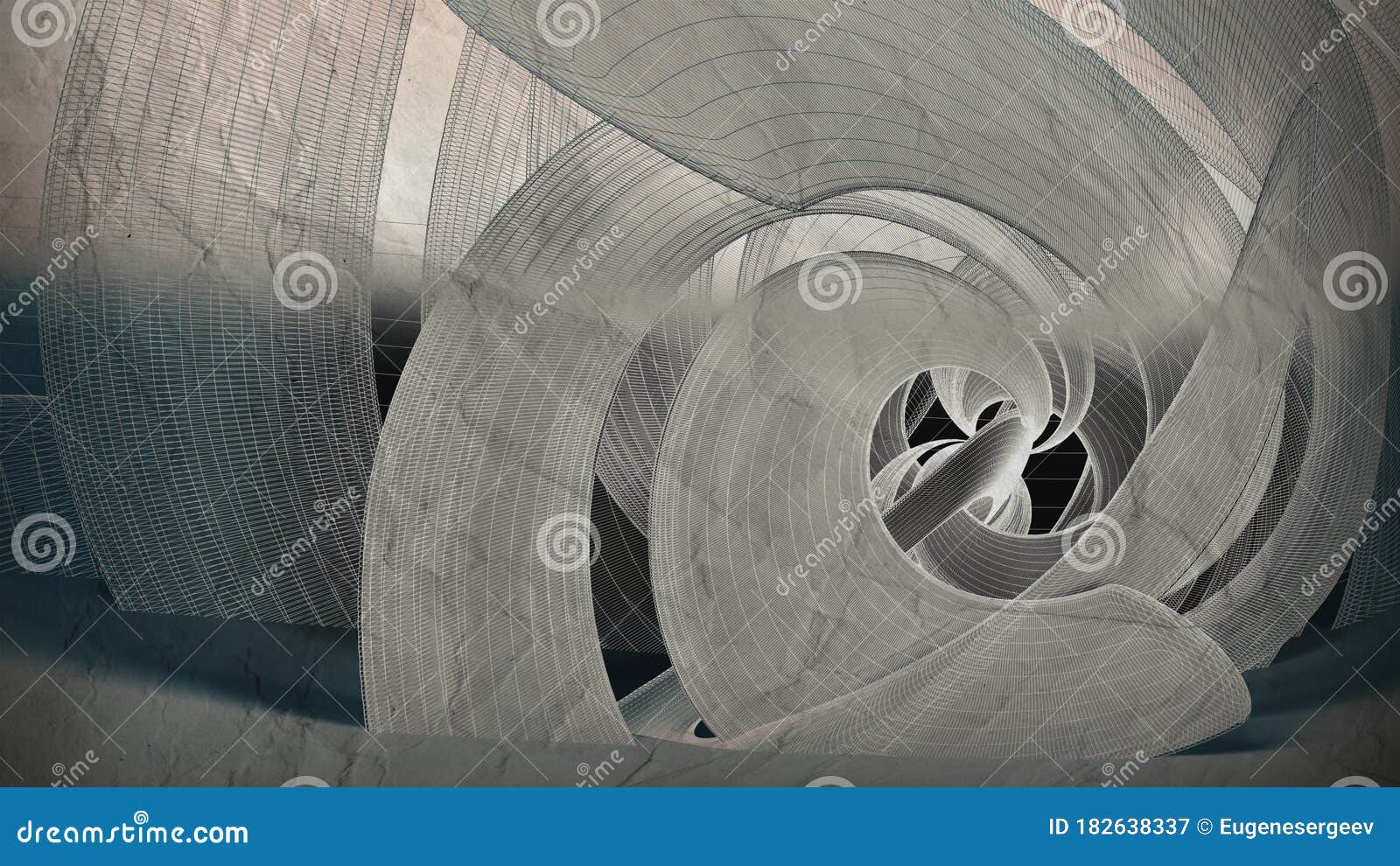 Abstract Blueprint, Cgi Background with Wire Frame Spiral Stock ...