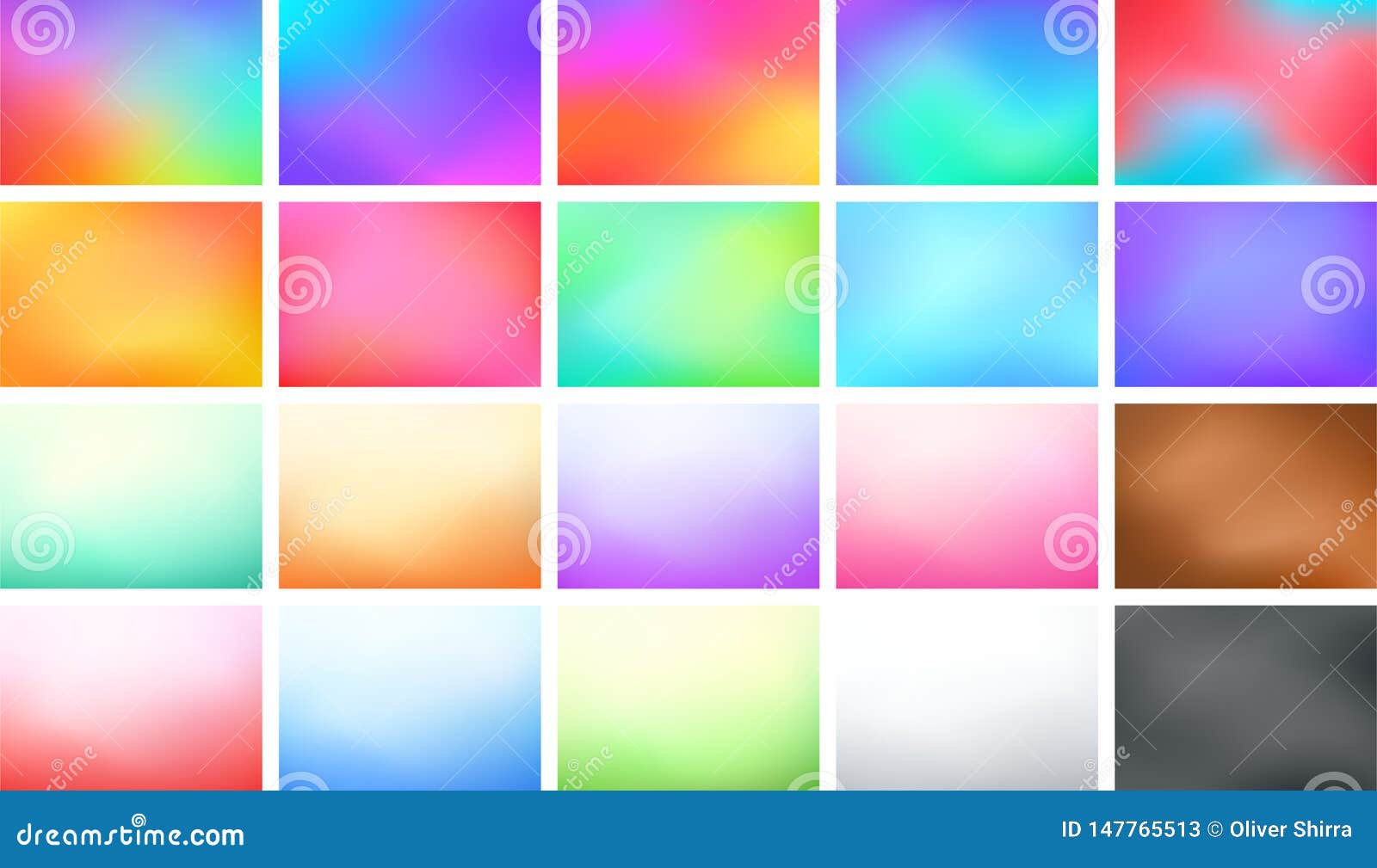 Abstract Blur Color Gradient Background Set A4 Landscape Stock Vector ...