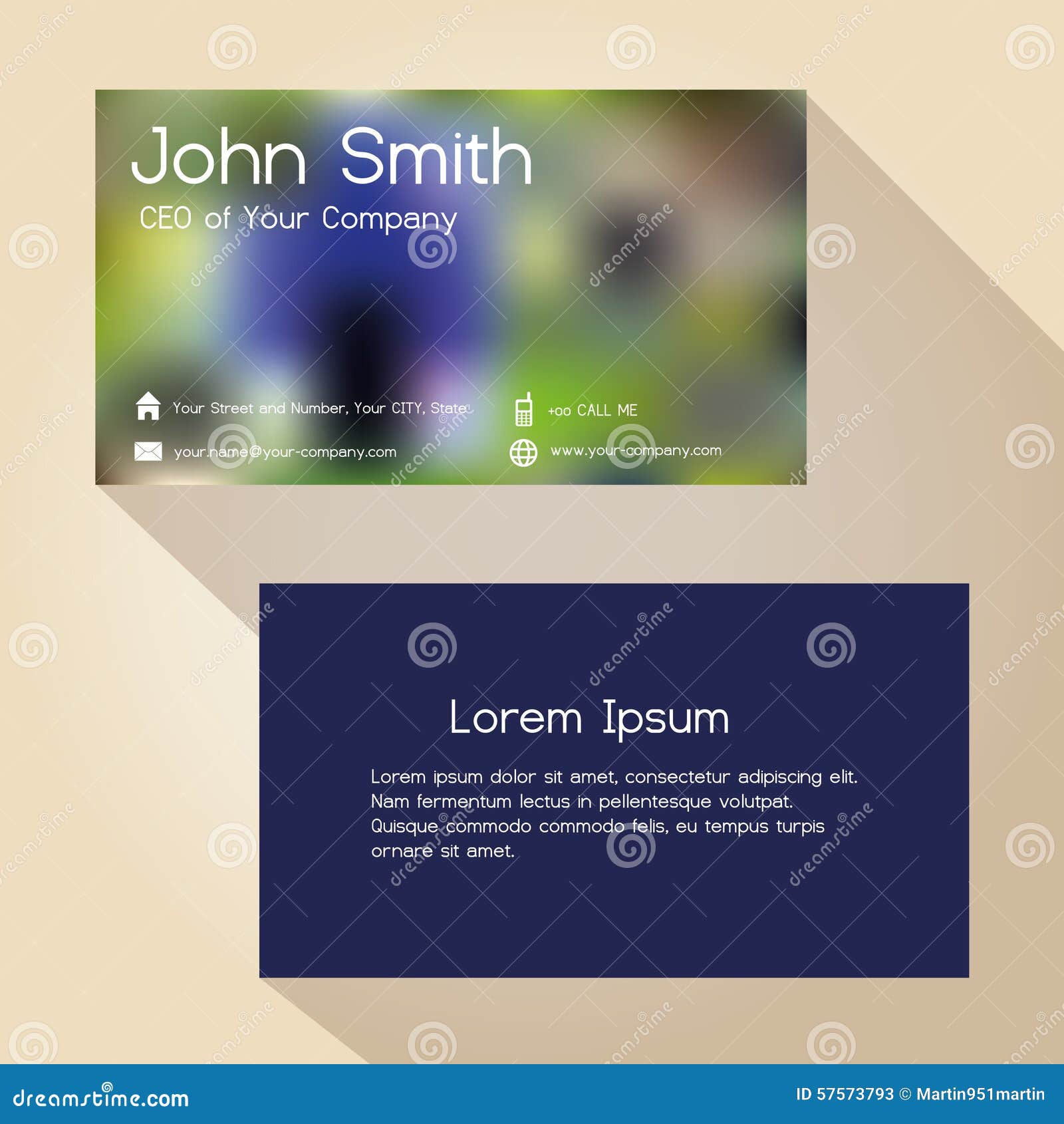 Abstract Blur Colorful Simple Business Card Design Stock Vector ...