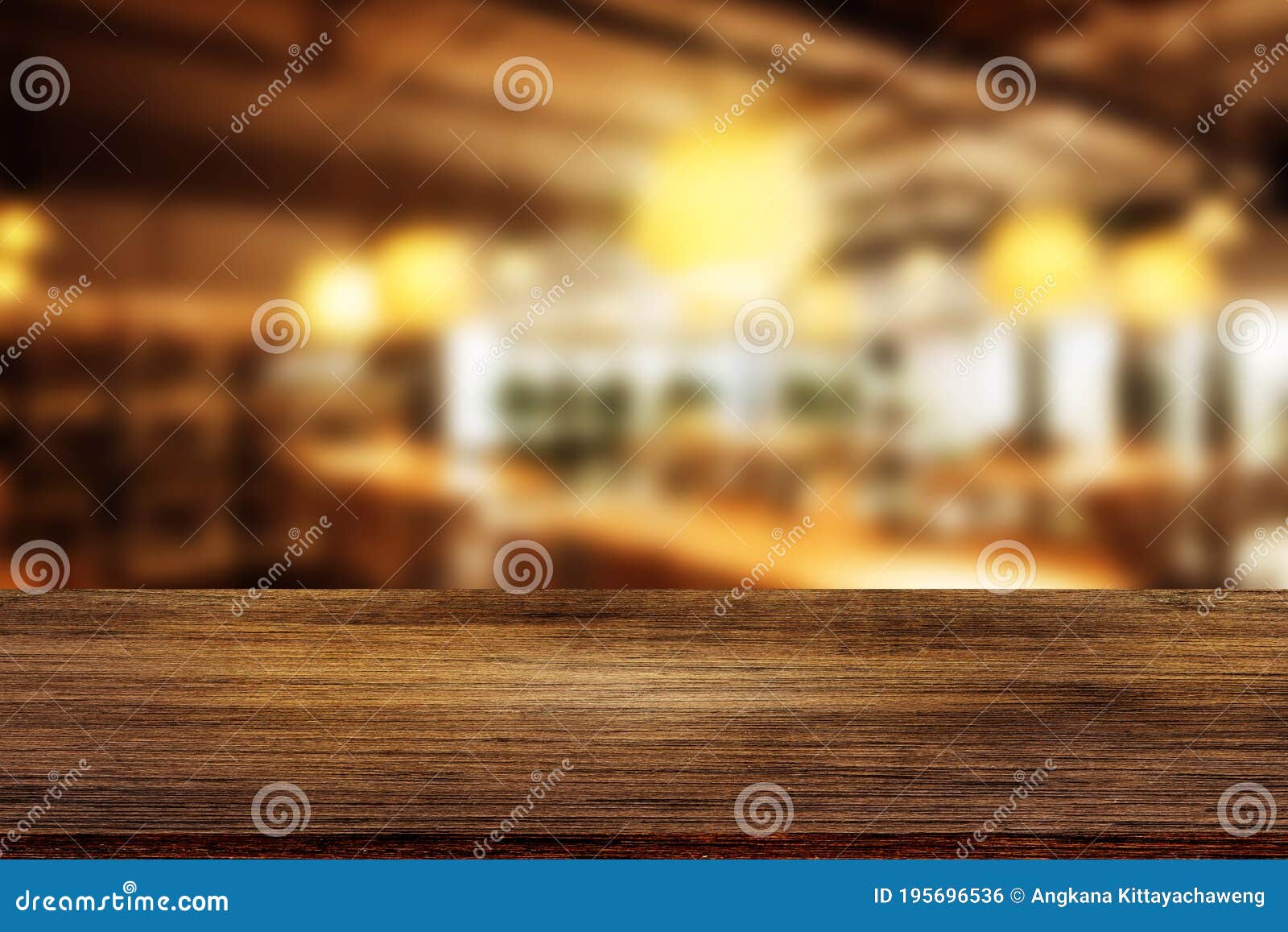 Empty Space Wooden Table Top with Abstract Blurry Image of Coffee Shop ...